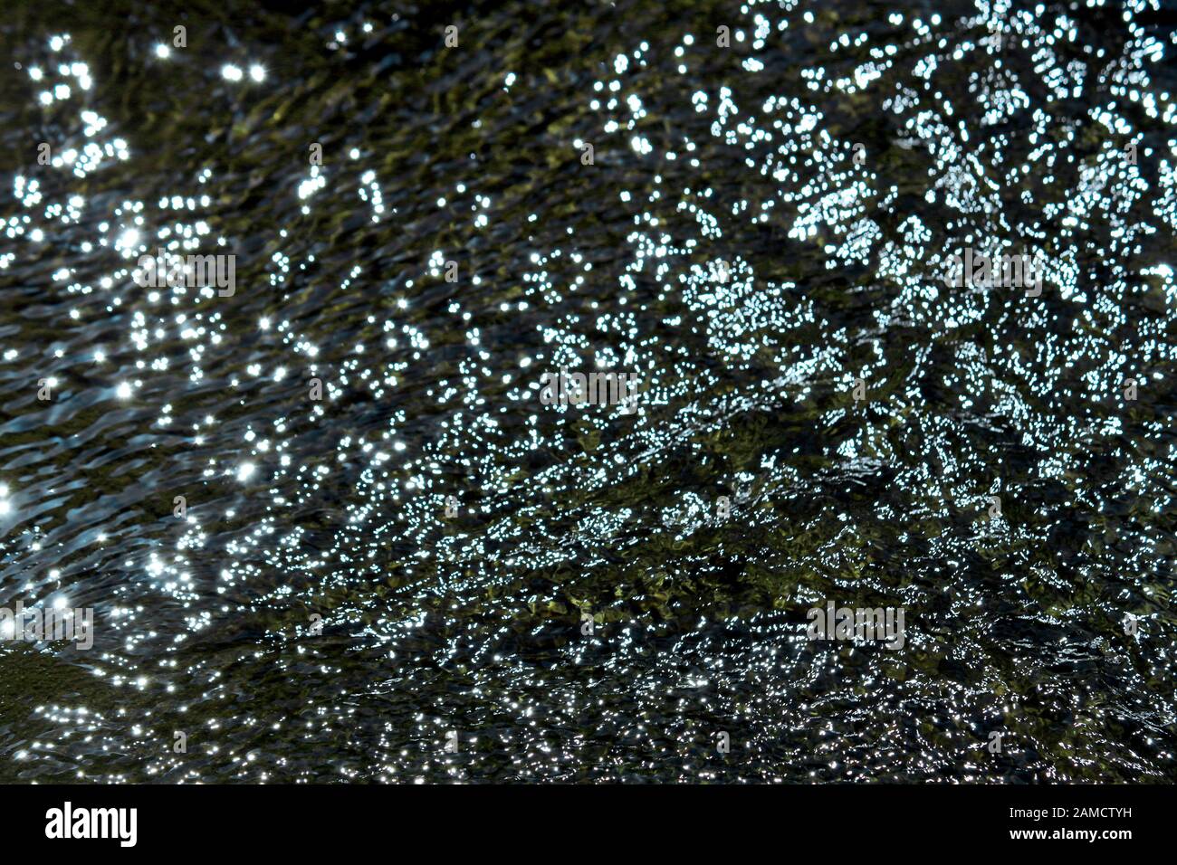 Closeup photo as a background material of pure water flow reflecting ...