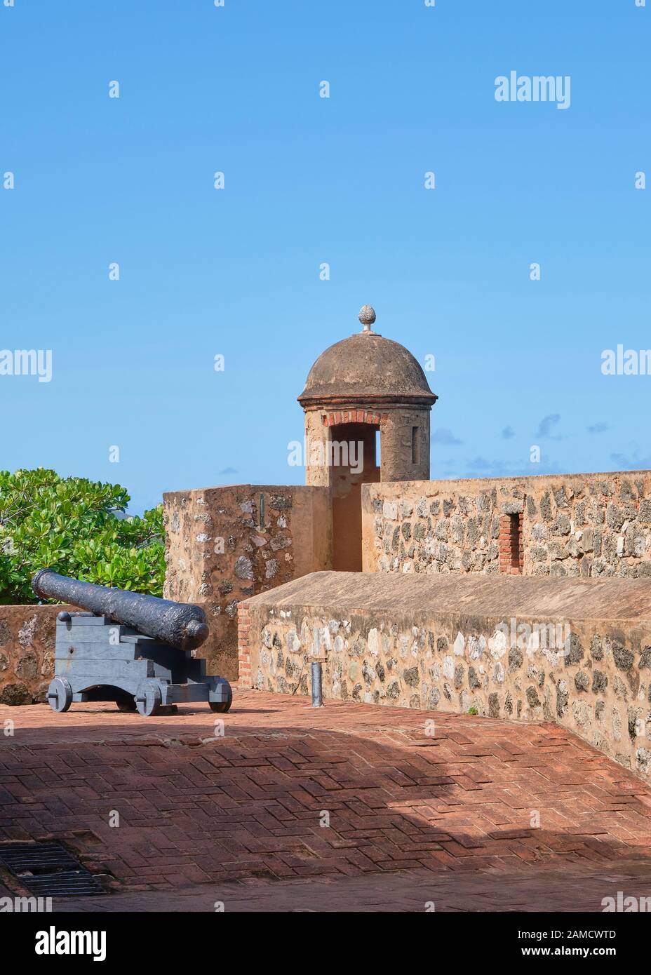 Fort San Felipe in Puerto Plata Dominican Republic. Restored cannon and ...