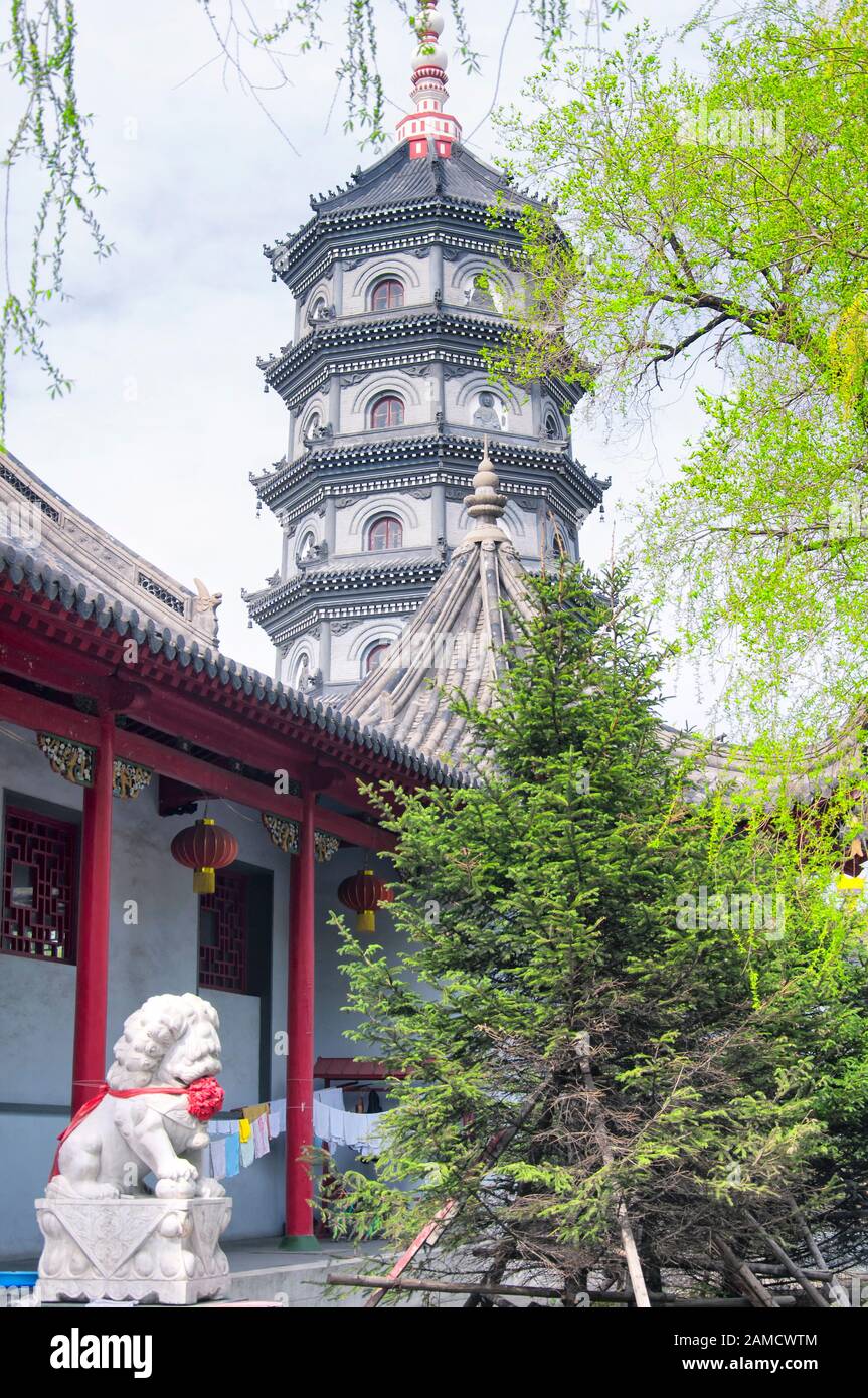 A pagoda at Jile temple (temple of bliss) in Harbin China in ...