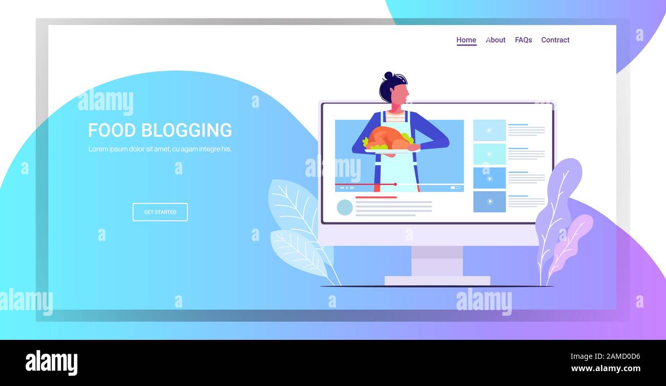 food blogger holding roasted chicken girl cooking at kitchen blogging ...