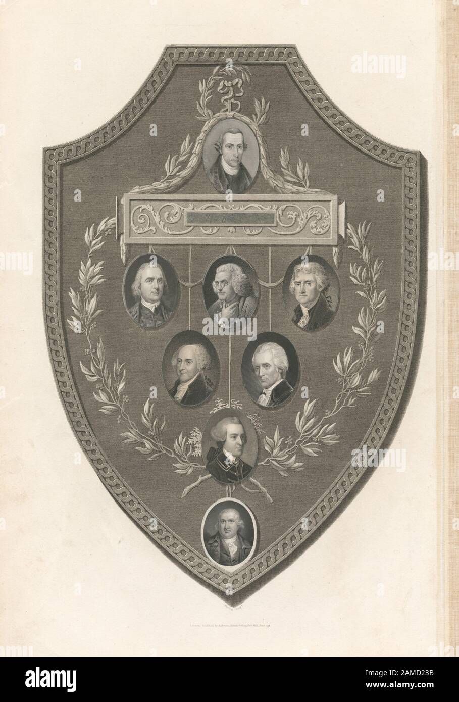 Shield with inset portraits of Franklin, Jefferson, Adams, etc Volume ...