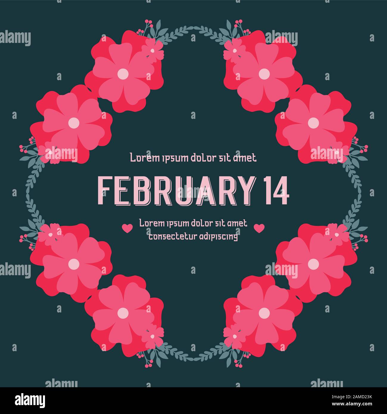 The 14 February celebration invitation card design with beautiful ...