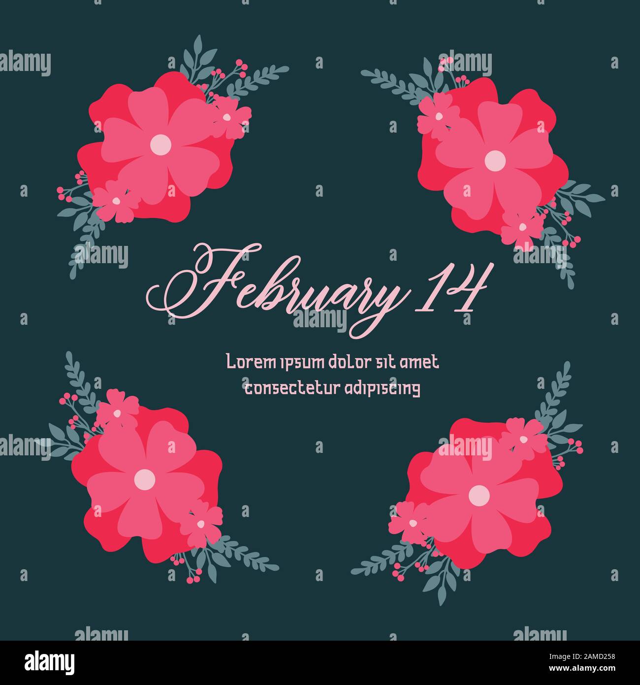The 14 February celebration invitation card design with beautiful ...