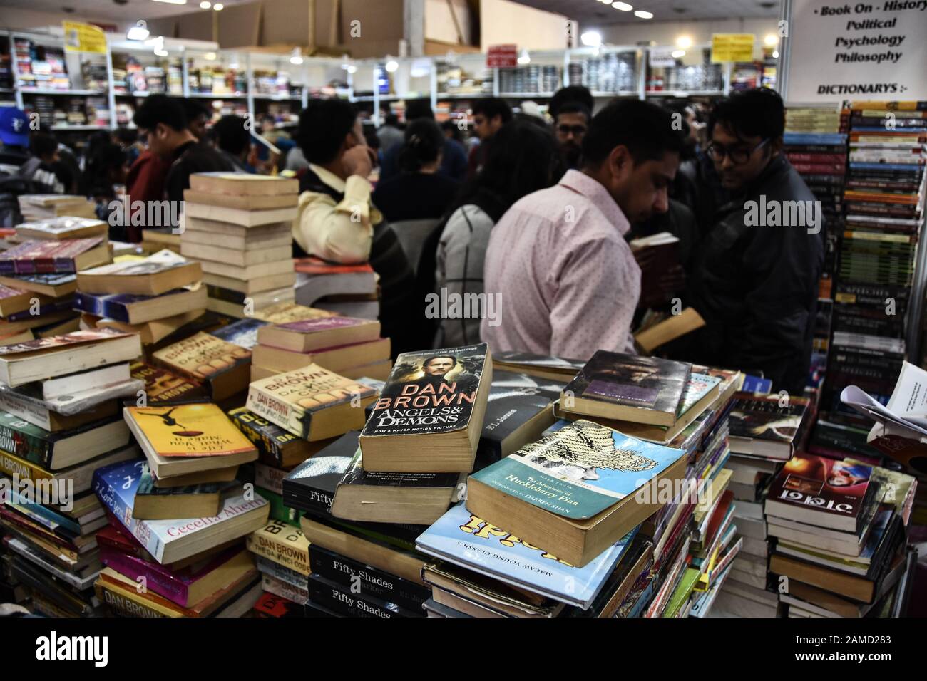 Delhi, India. 11th Jan, 2020. A stack of second hand books at a stall ...