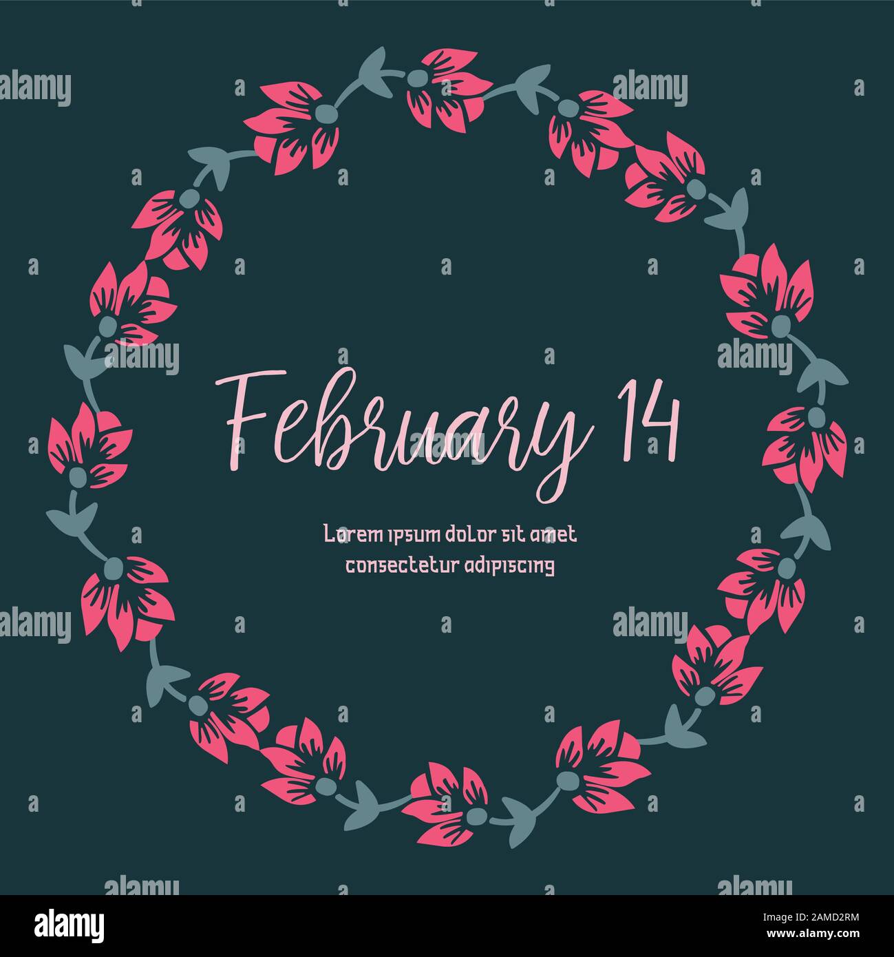 Shape elegant frame, with cute leaf and flower design, for 14 February ...