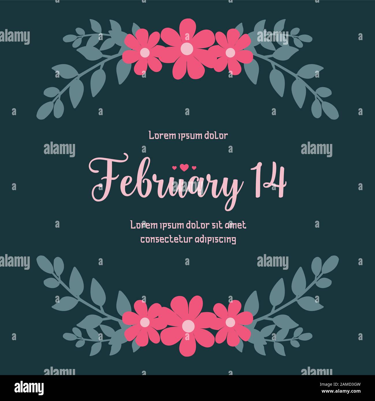 Unique shape of leaf and flower frame, for seamless 14 February ...