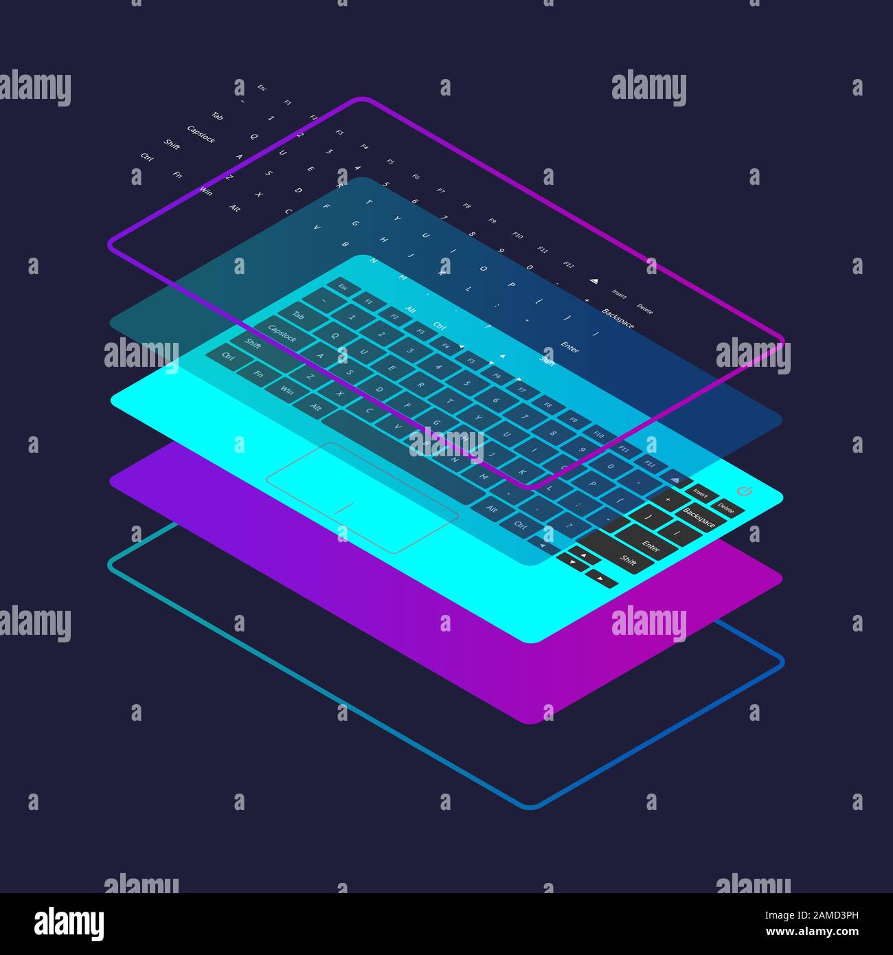 Isometric vector keyboards on the blue background Stock Vector Image ...