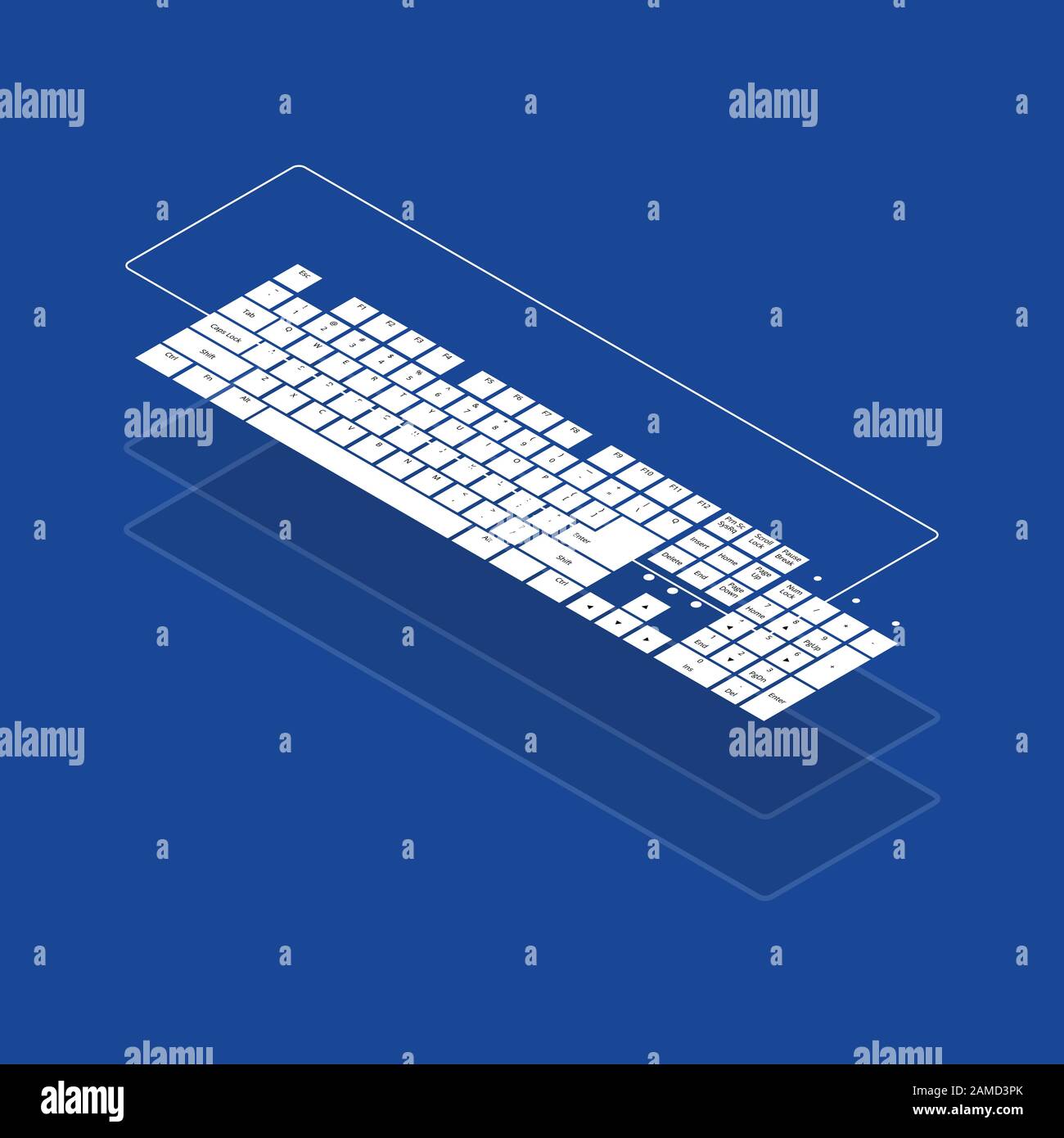 Isometric vector keyboards on the blue background Stock Vector Image ...