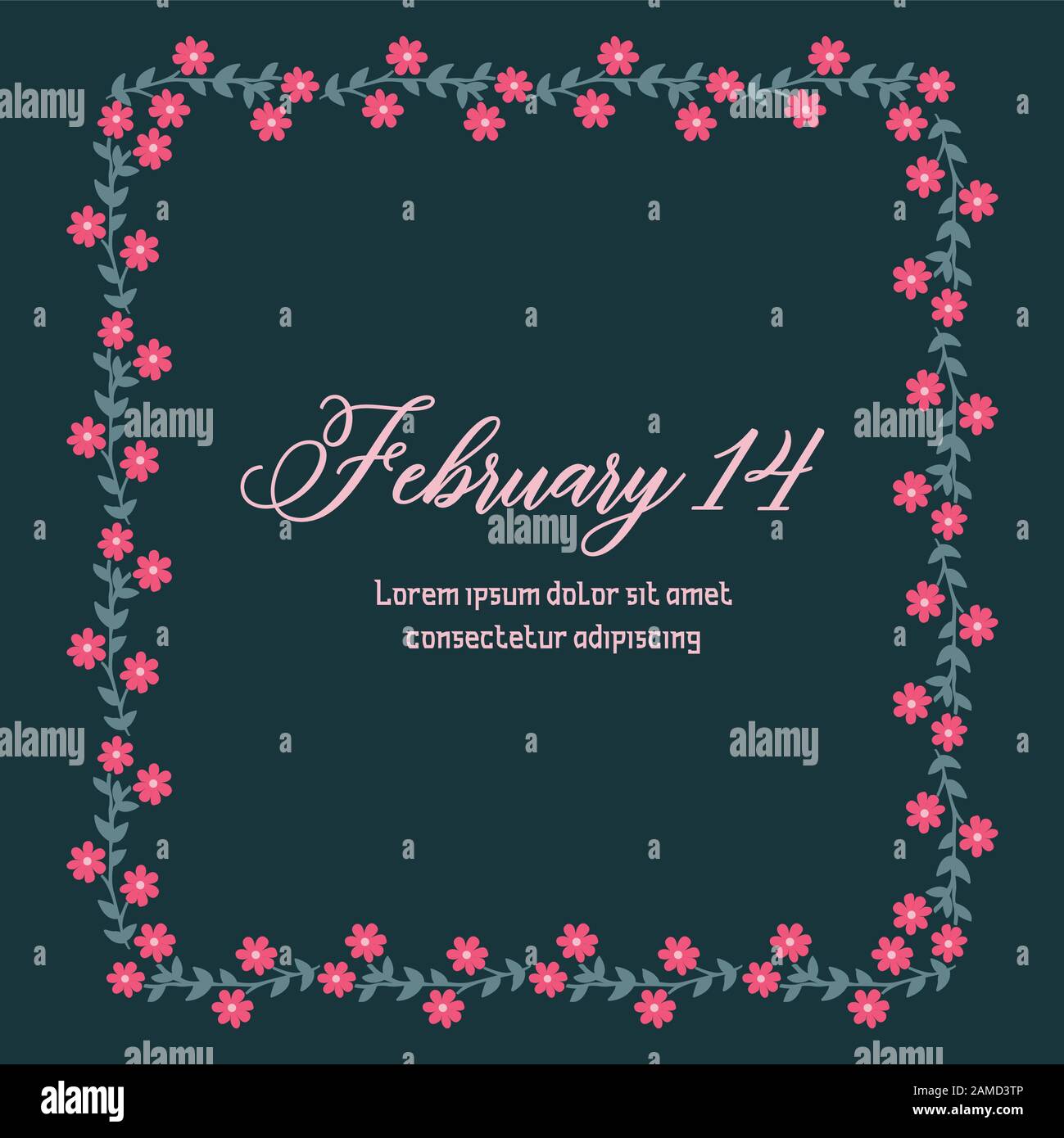 Beautiful frame, with leaf and floral cute design, for 14 February ...