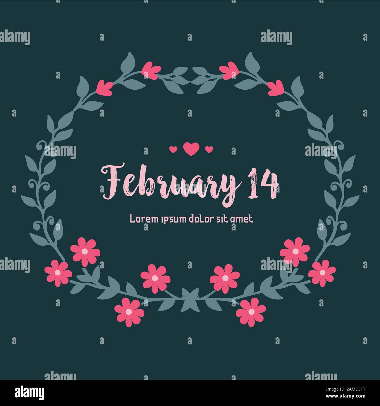 Beautiful frame, with leaf and floral cute design, for 14 February ...