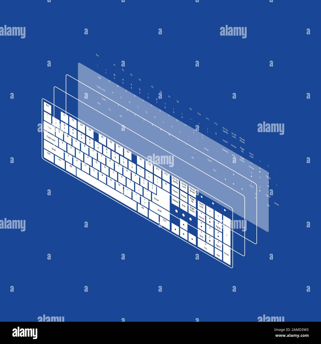 Isometric vector keyboards on the blue background Stock Vector Image ...