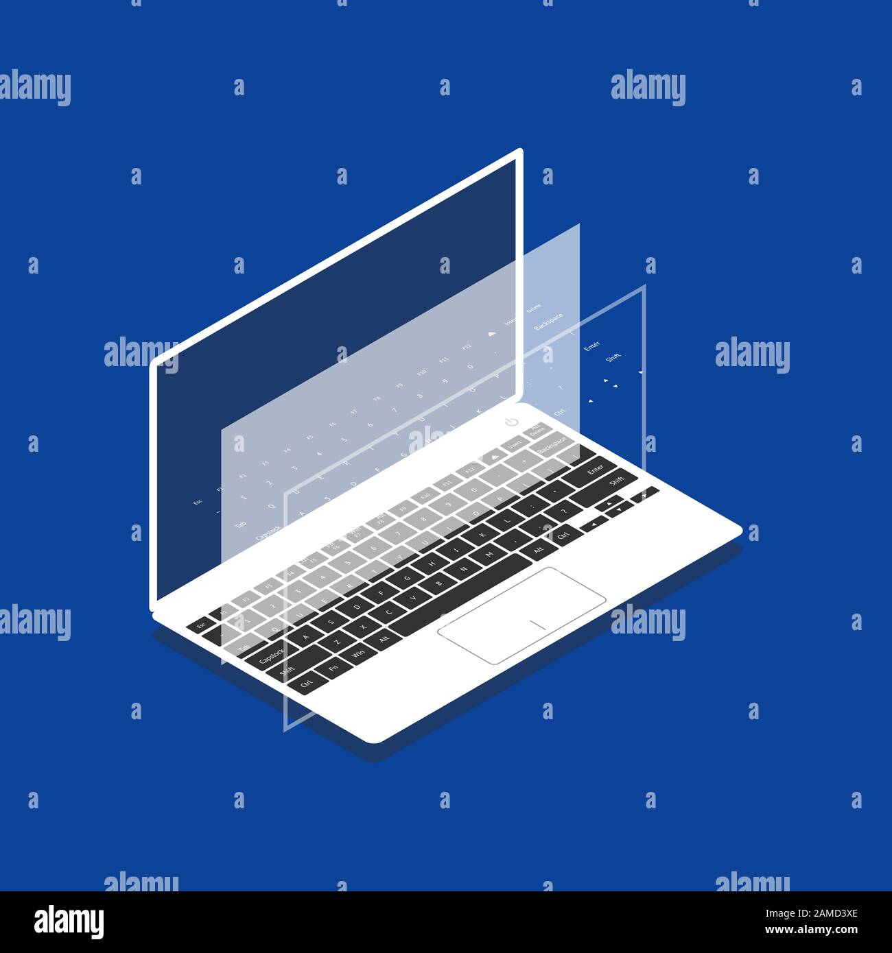 Isometric laptop image on the blue background Stock Vector Image & Art ...