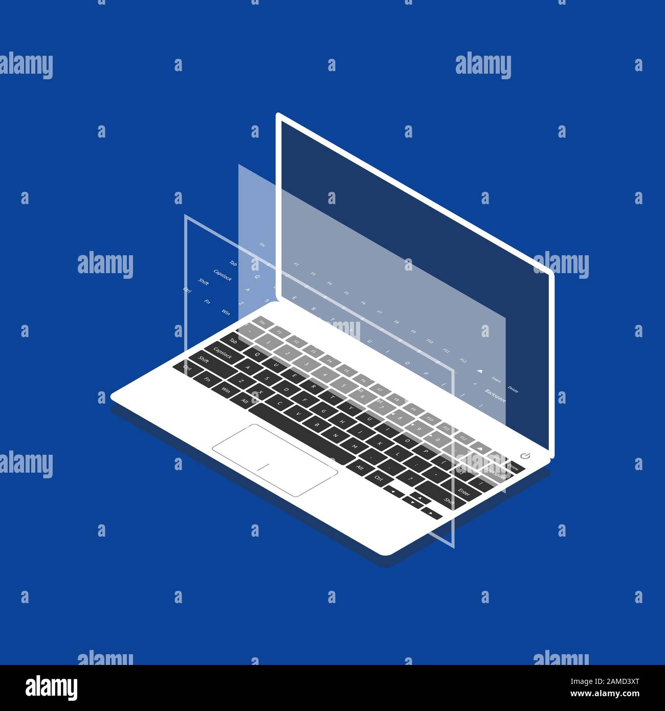 Isometric laptop image on the blue background Stock Vector Image & Art ...