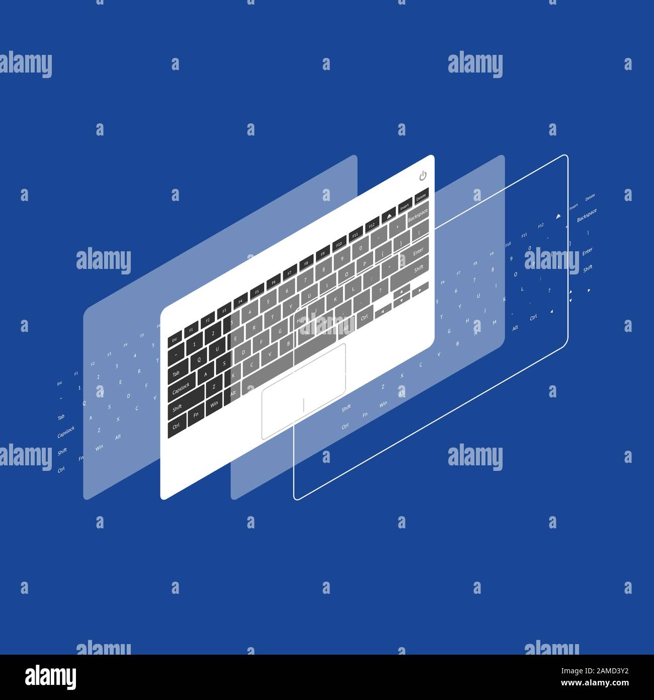 Isometric vector keyboards on the blue background Stock Vector Image ...