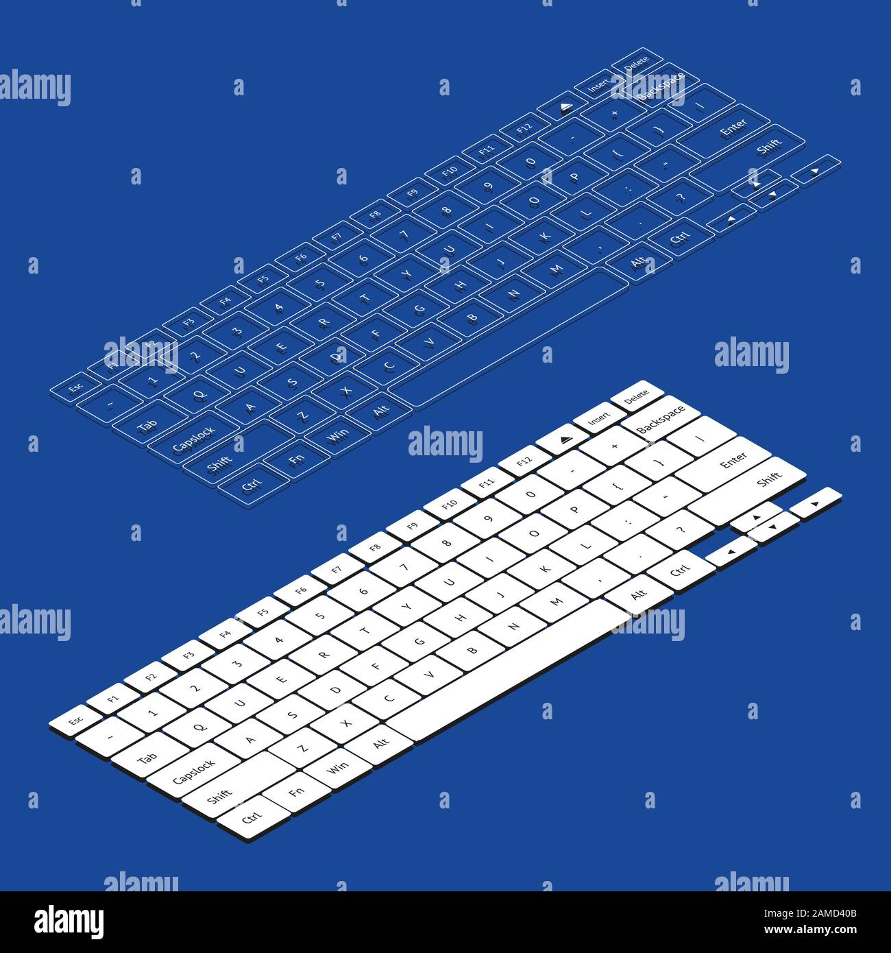 Isometric vector keyboards on the blue background Stock Vector Image ...