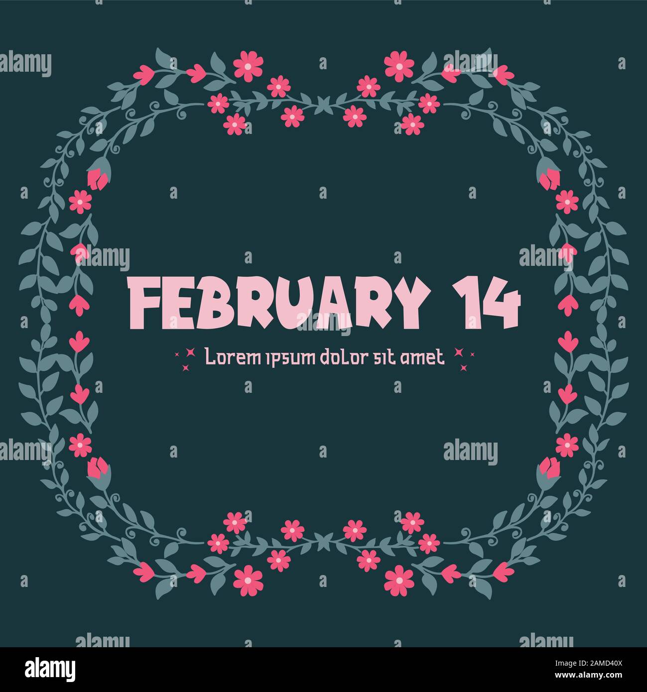 Beautiful frame, with leaf and floral cute design, for 14 February ...