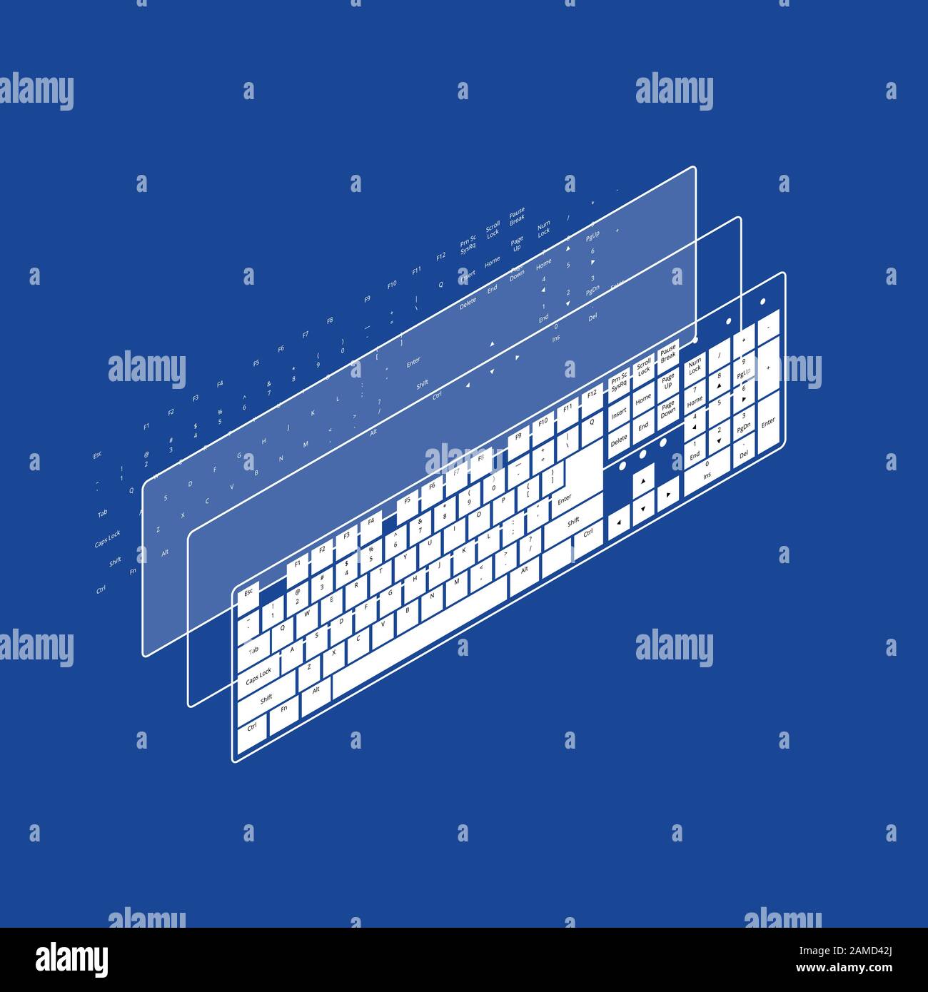 Isometric vector keyboards on the blue background Stock Vector Image ...