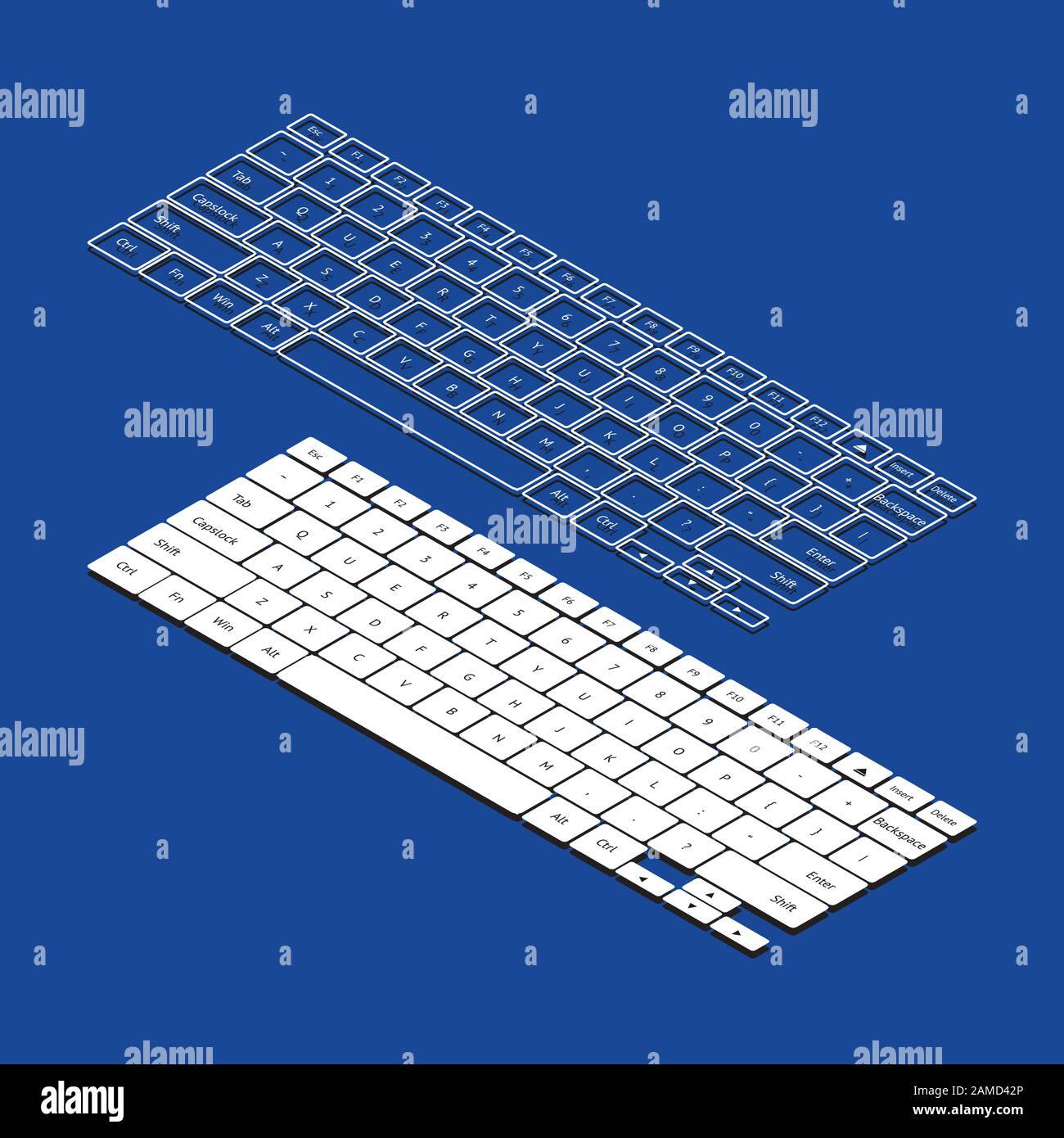 Isometric vector keyboards on the blue background Stock Vector Image ...