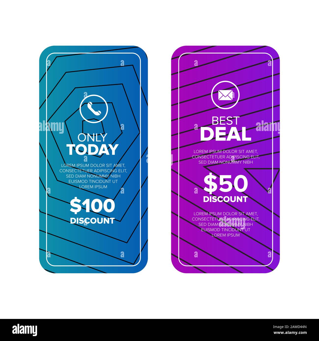 Promo Ad banners on smartphone screens set Stock Vector Image & Art - Alamy