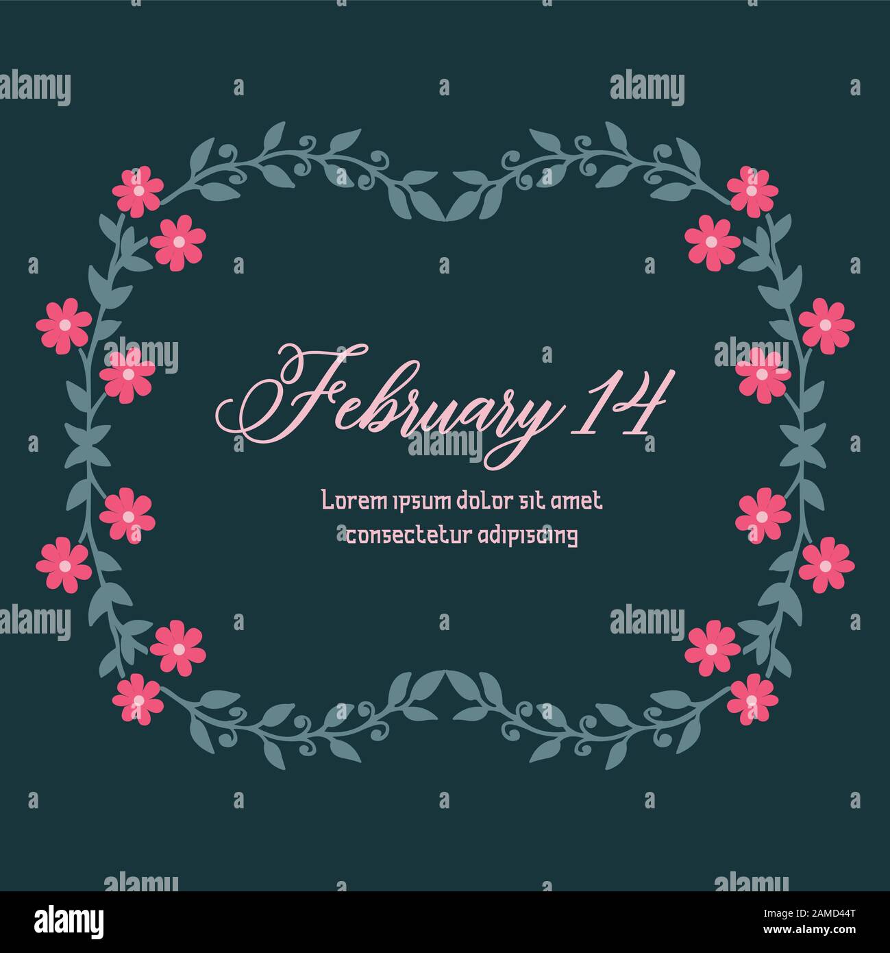 Crowd of beautiful leaf and flower frame, for elegant 14 February ...