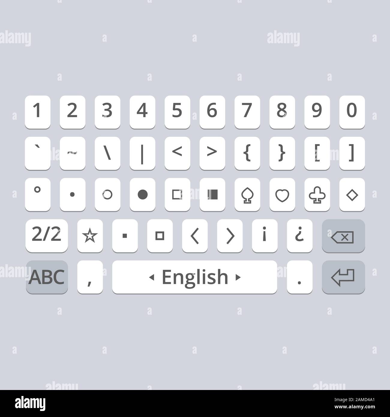 Mobile vector keyboard for smartphone. Symbols set Stock Vector Image ...