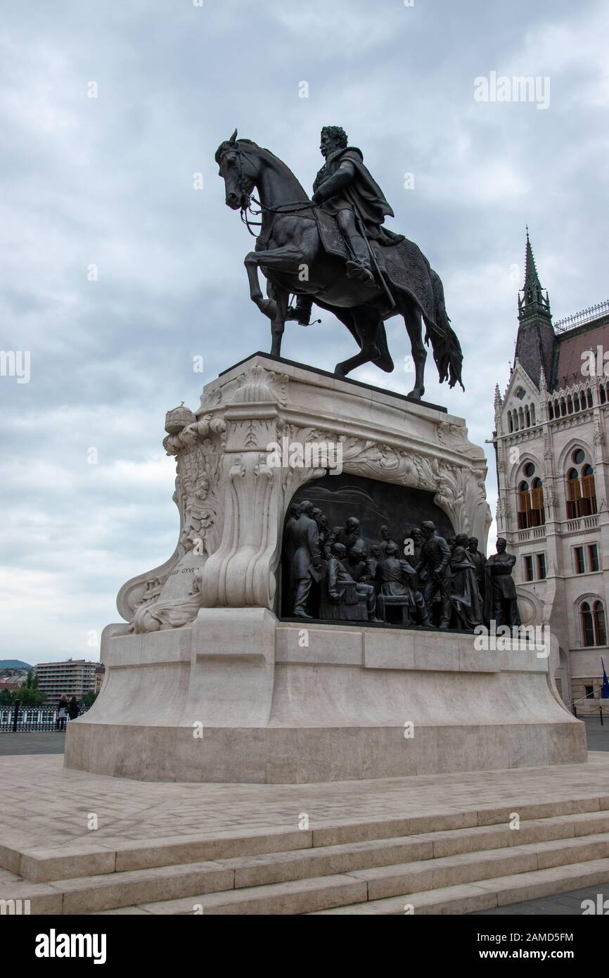A mounted statue of Count Gyula Andrássy, Hungary’s Prime Minister ...