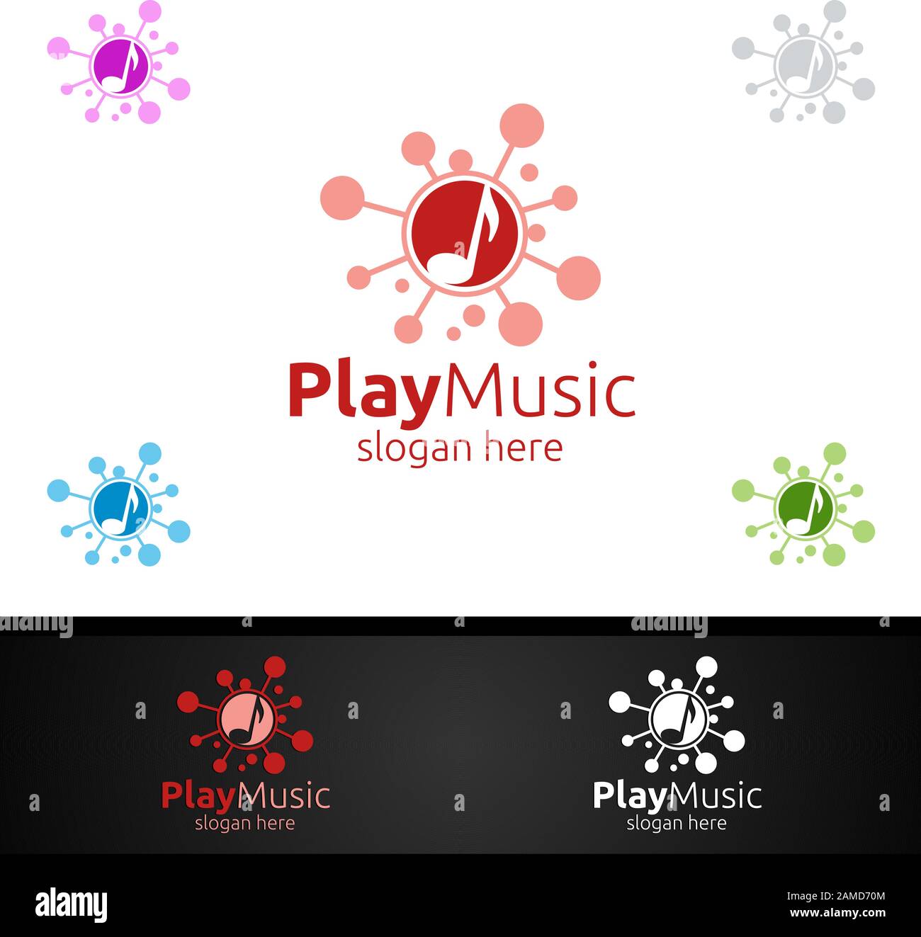 Abstract Music Logo with Note and Play Concept Stock Vector Image & Art ...