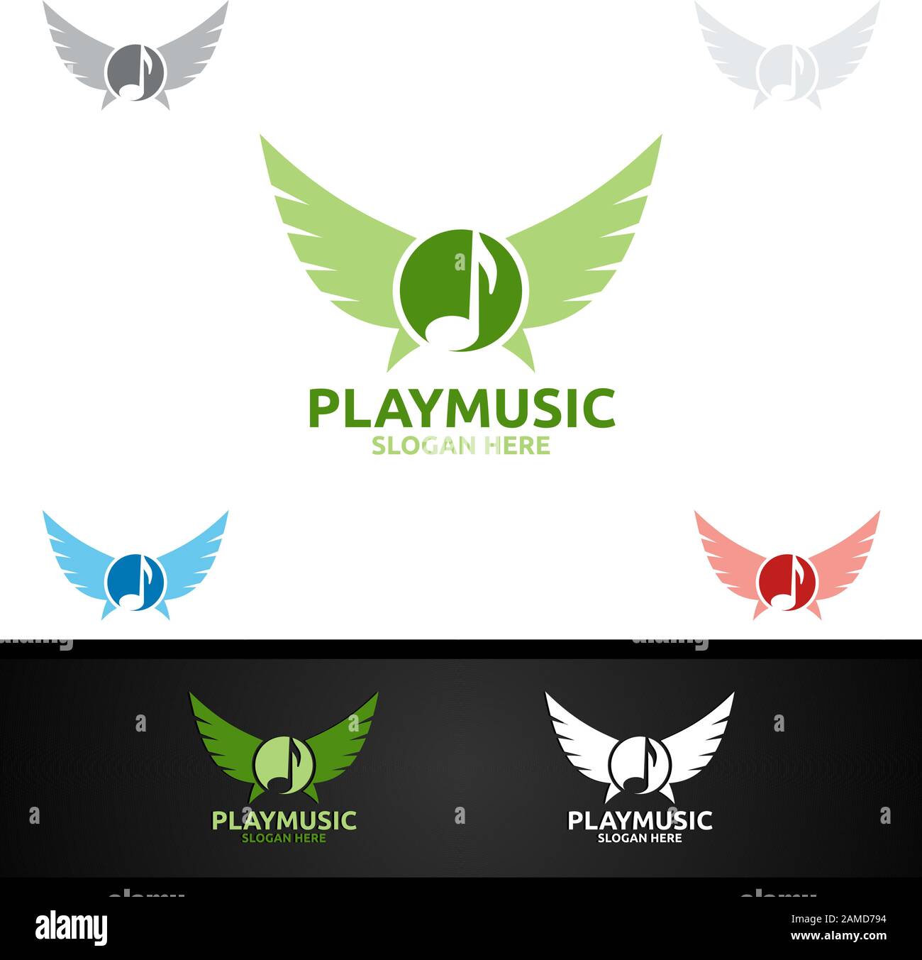 Abstract Music Logo with Note and Play Concept Stock Vector Image & Art ...