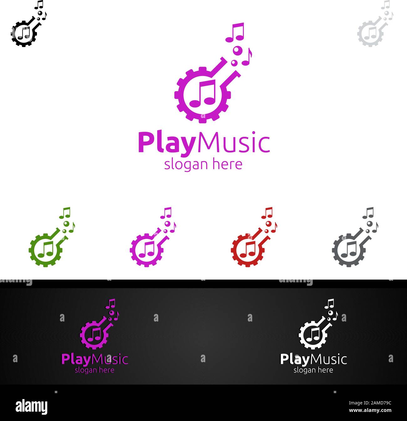 Abstract Music Logo with Note and Play Concept Stock Vector Image & Art ...