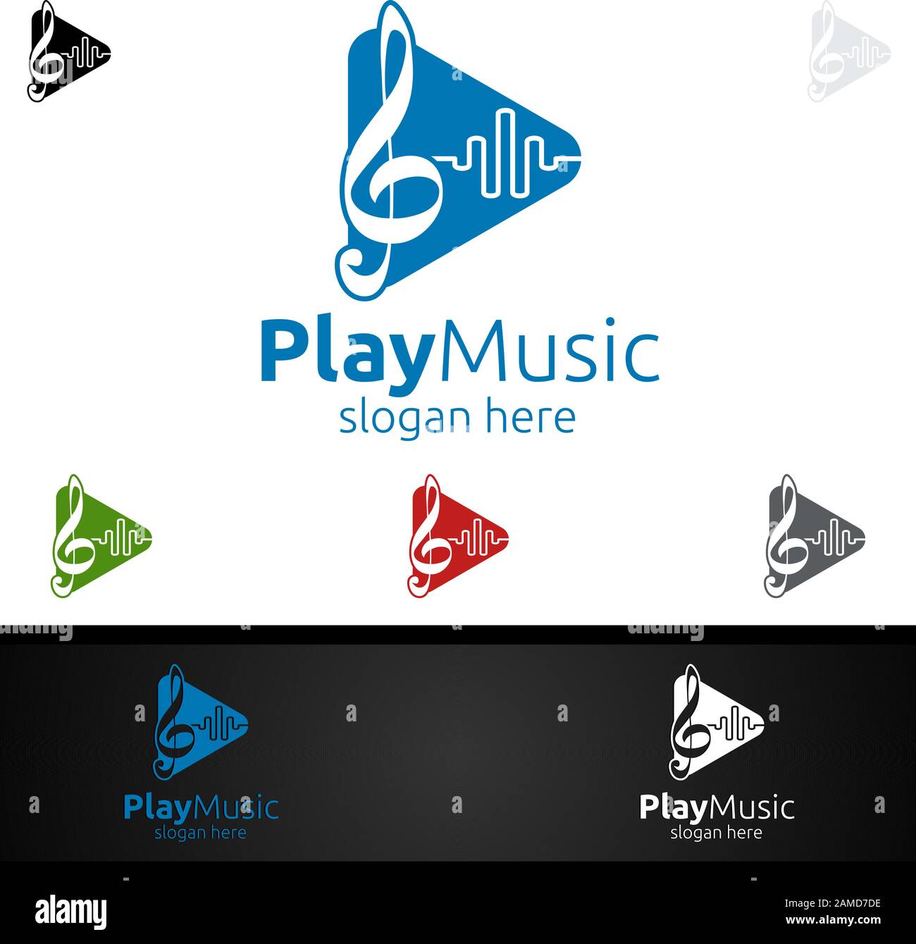 Abstract Music Logo with Note and Play Concept Stock Vector Image & Art ...