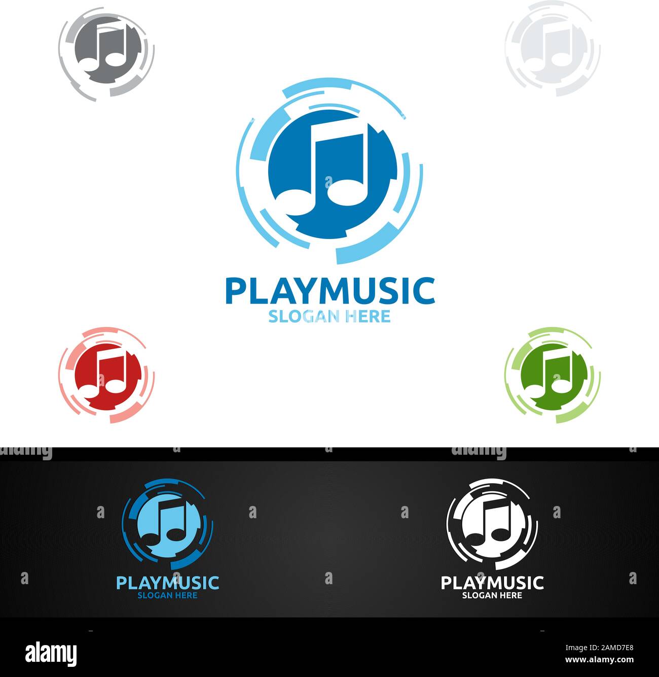 Abstract Music Logo with Note and Play Concept Stock Vector Image & Art ...