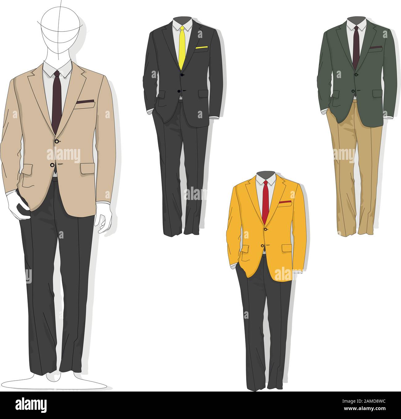 Man suit. Clothes collection. Vector illustration Stock Vector Image ...