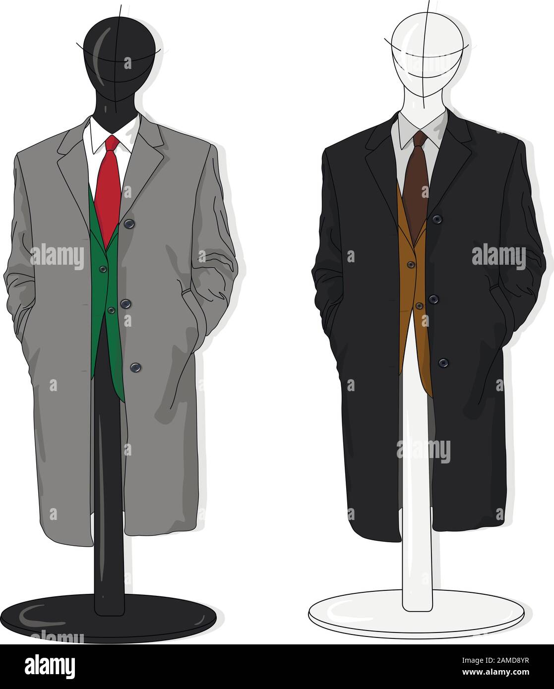 Male Coat Set Vector Illustration Clothes Collection Stock Vector