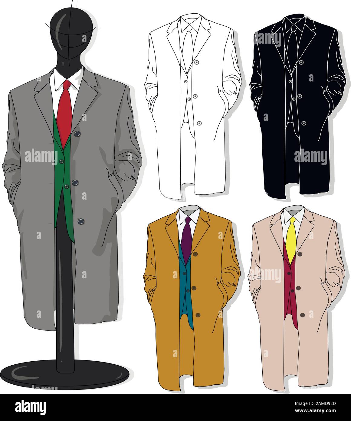 Male coat set. Vector illustration. Clothes collection Stock Vector ...