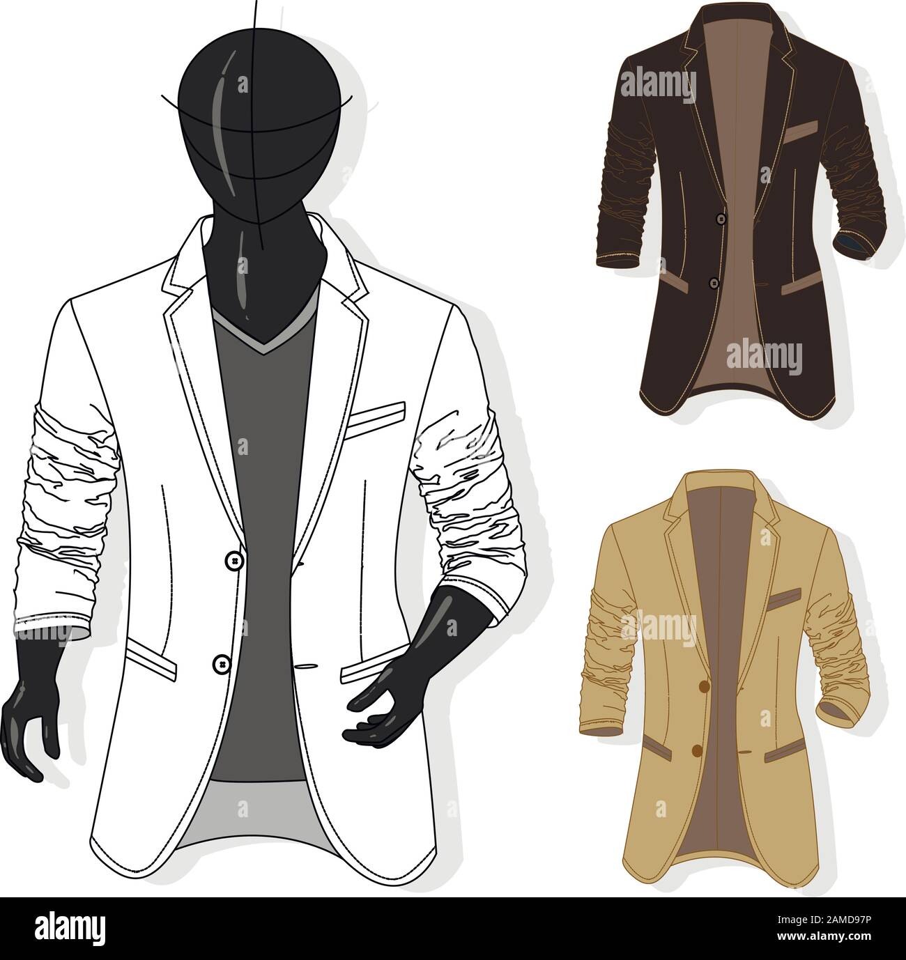 Vector man jacket illustration set. Fashion clothes collection Stock ...