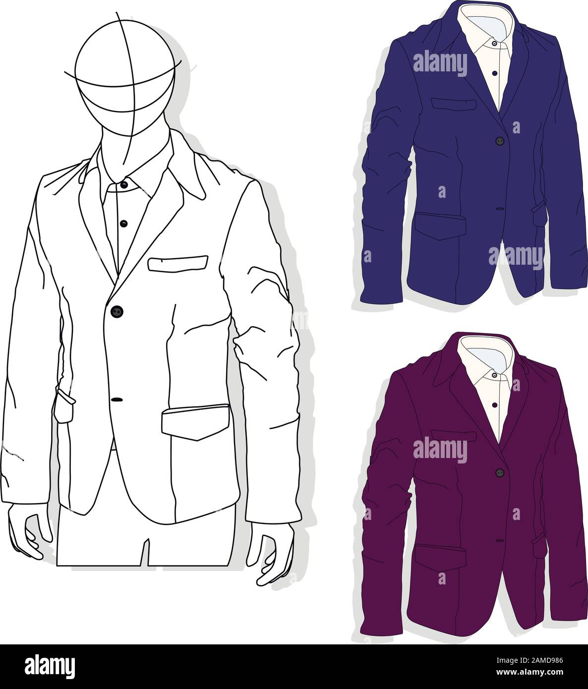 Vector man jacket illustration set. Fashion clothes collection Stock ...