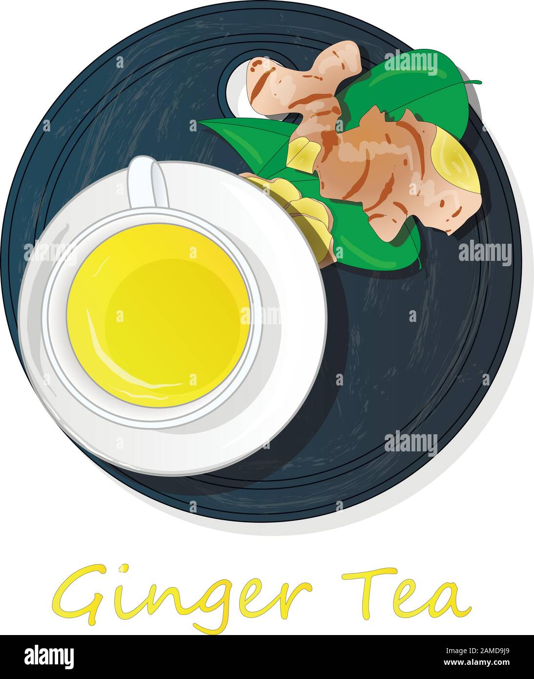Ginger tea vector illustration isolated set top view. White background ...