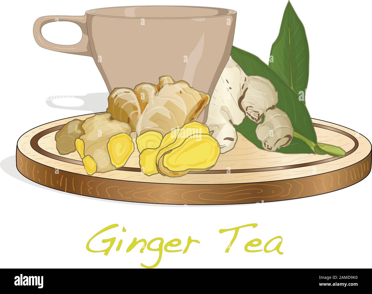 Ginger tea vector illustration isolated set white background Stock ...