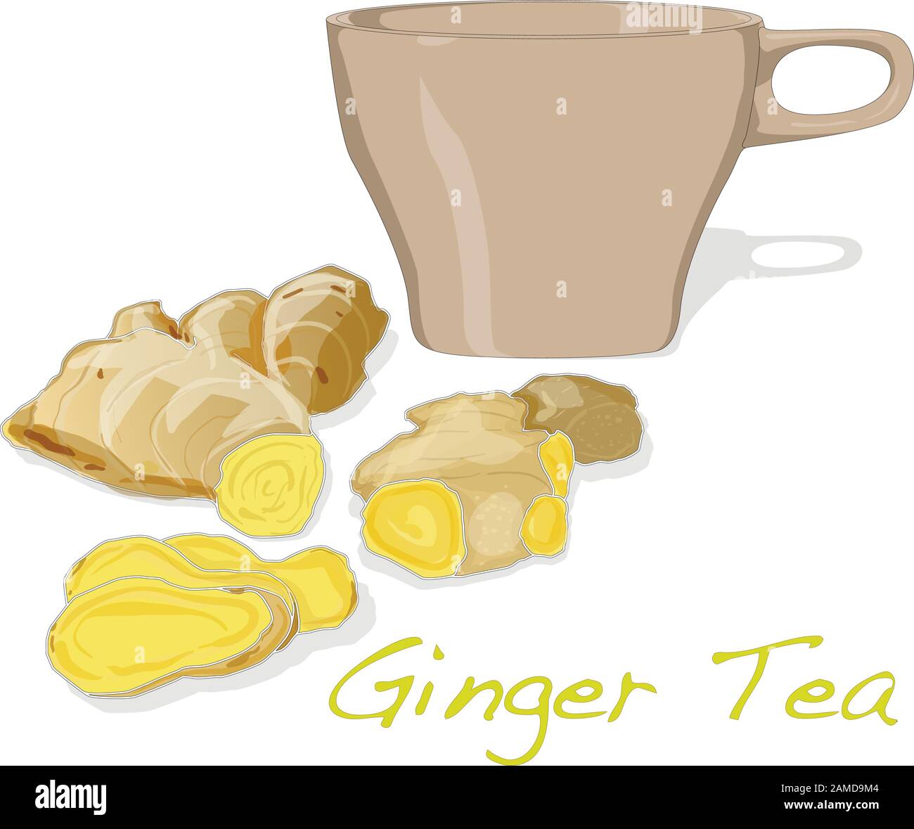 Ginger tea vector illustration isolated set white background Stock ...