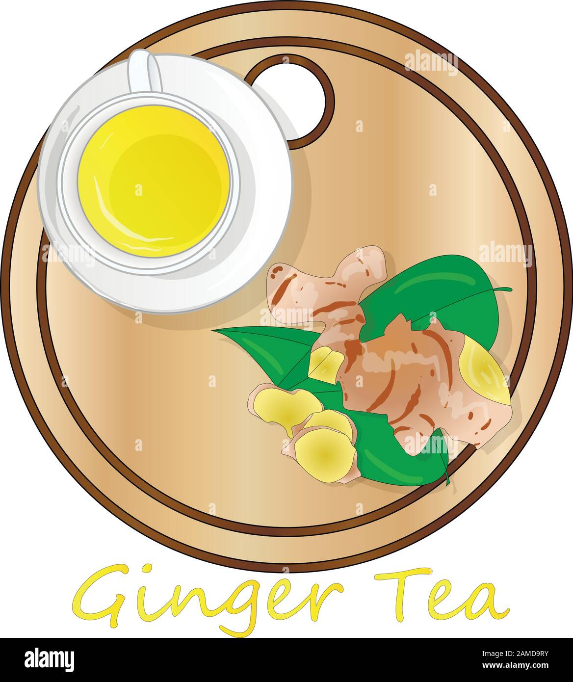 Ginger tea vector illustration isolated set top view. White background ...