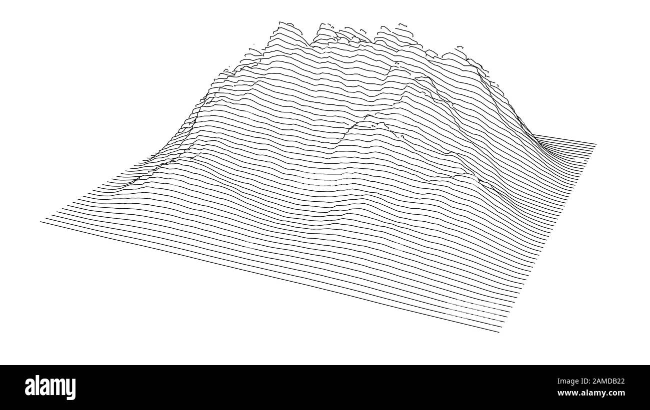 Curve lines in the shape of a part of a mountain range. Vector ...