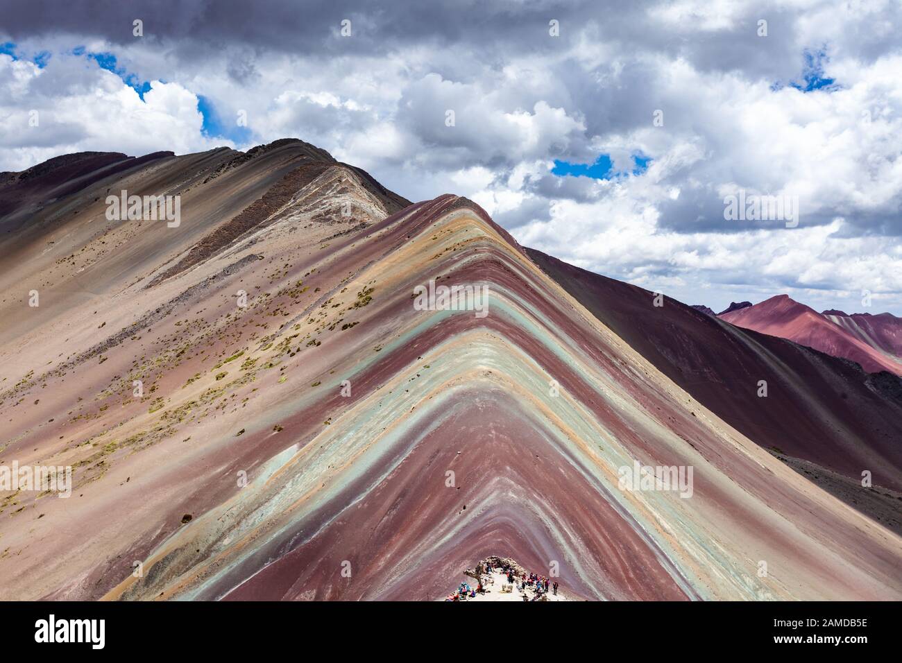 Close-up view of Rainbow Mountains Of Peru Peruvian Andes. Ausangate ...