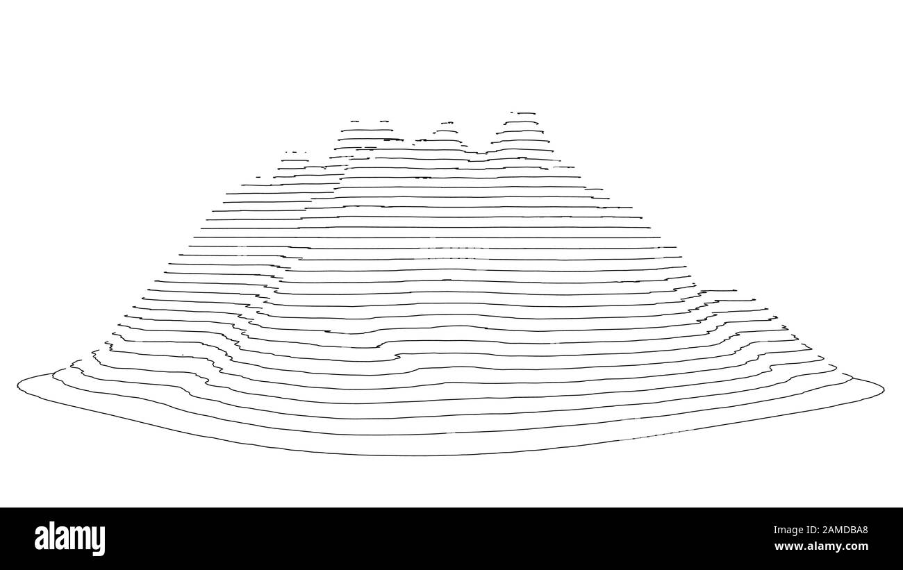 Curve lines in the shape of a part of a mountain range. Vector ...