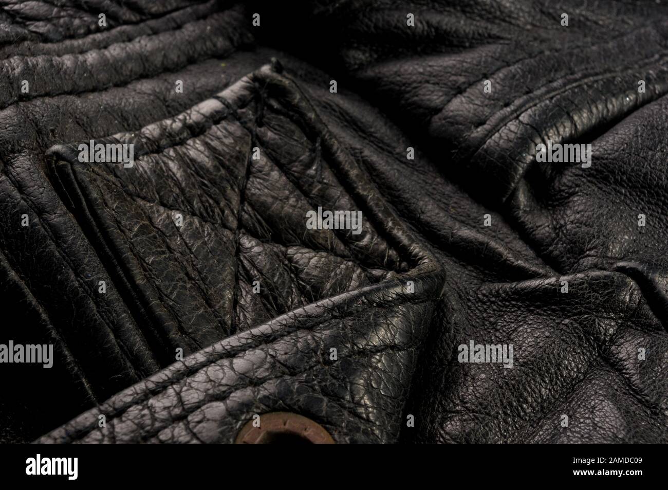 Old vintage genuine soft black leather texture background, top layer ...