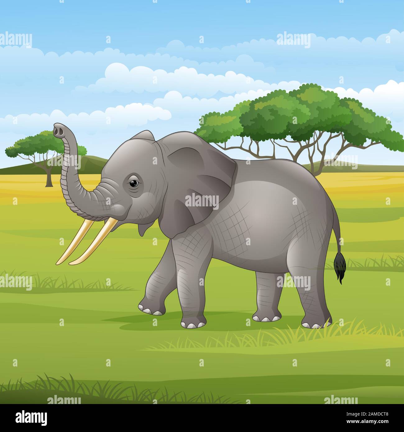 Cartoon elephant standing in the savannah Stock Vector Image & Art - Alamy