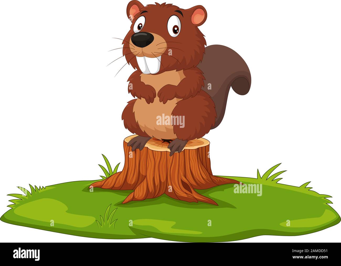 Cartoon beaver on tree stump Stock Vector Image & Art - Alamy