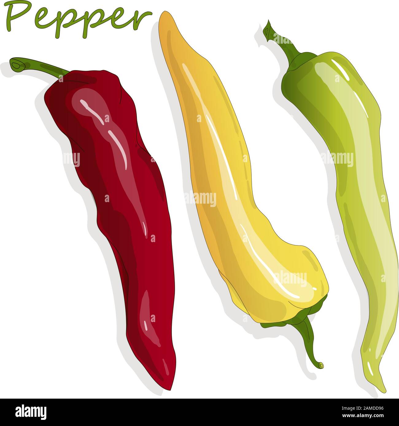 Closeup view pepper on white background, raw food ingredient concept ...
