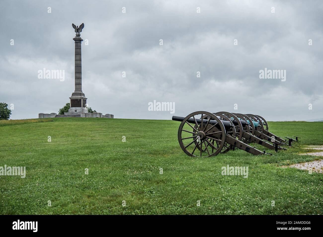 Old Civil War cannon line prepared for battle Stock Photo - Alamy