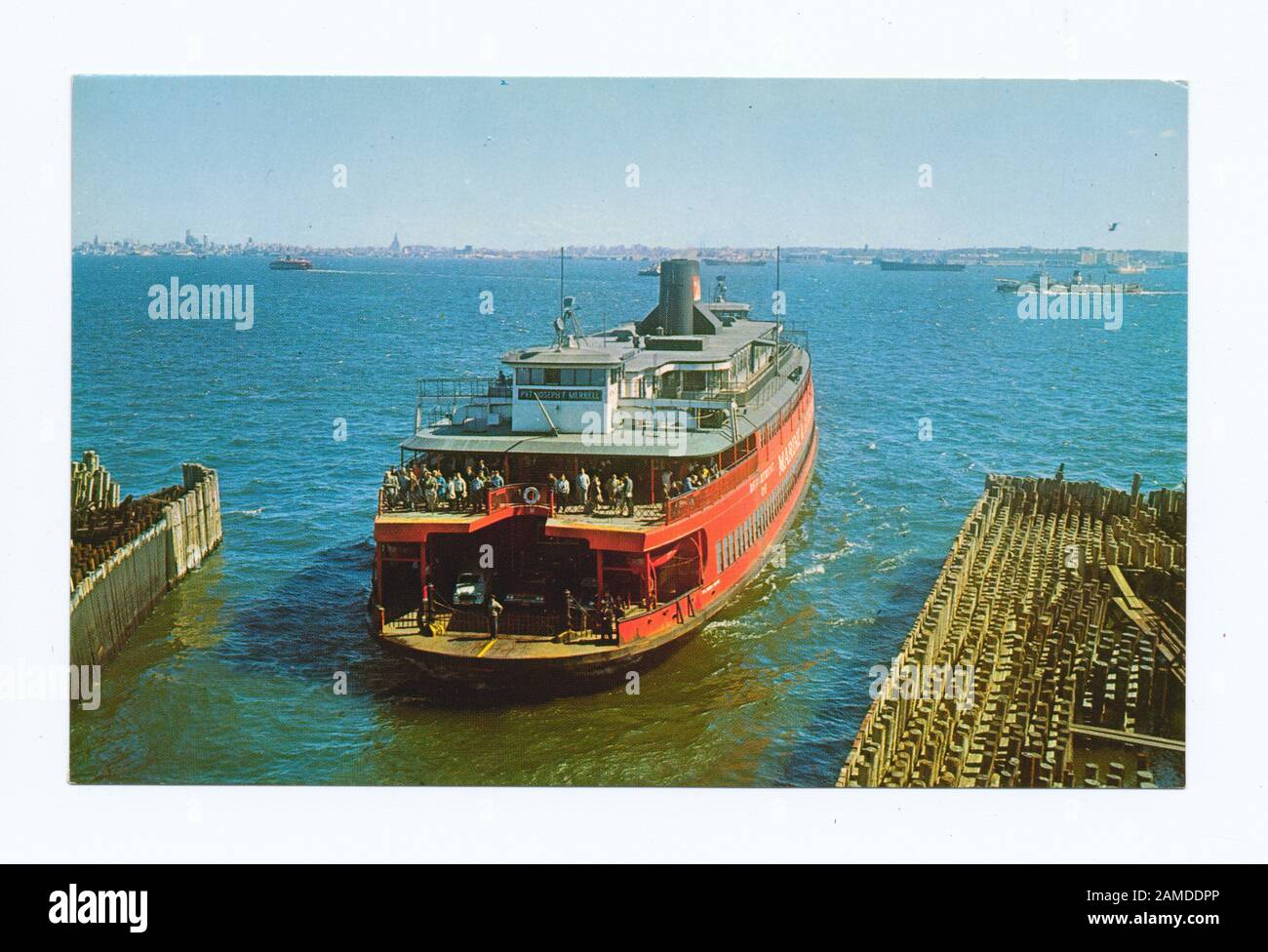 Staten Island Ferry (ferry pulling into terminal docking slip) Postcard ...
