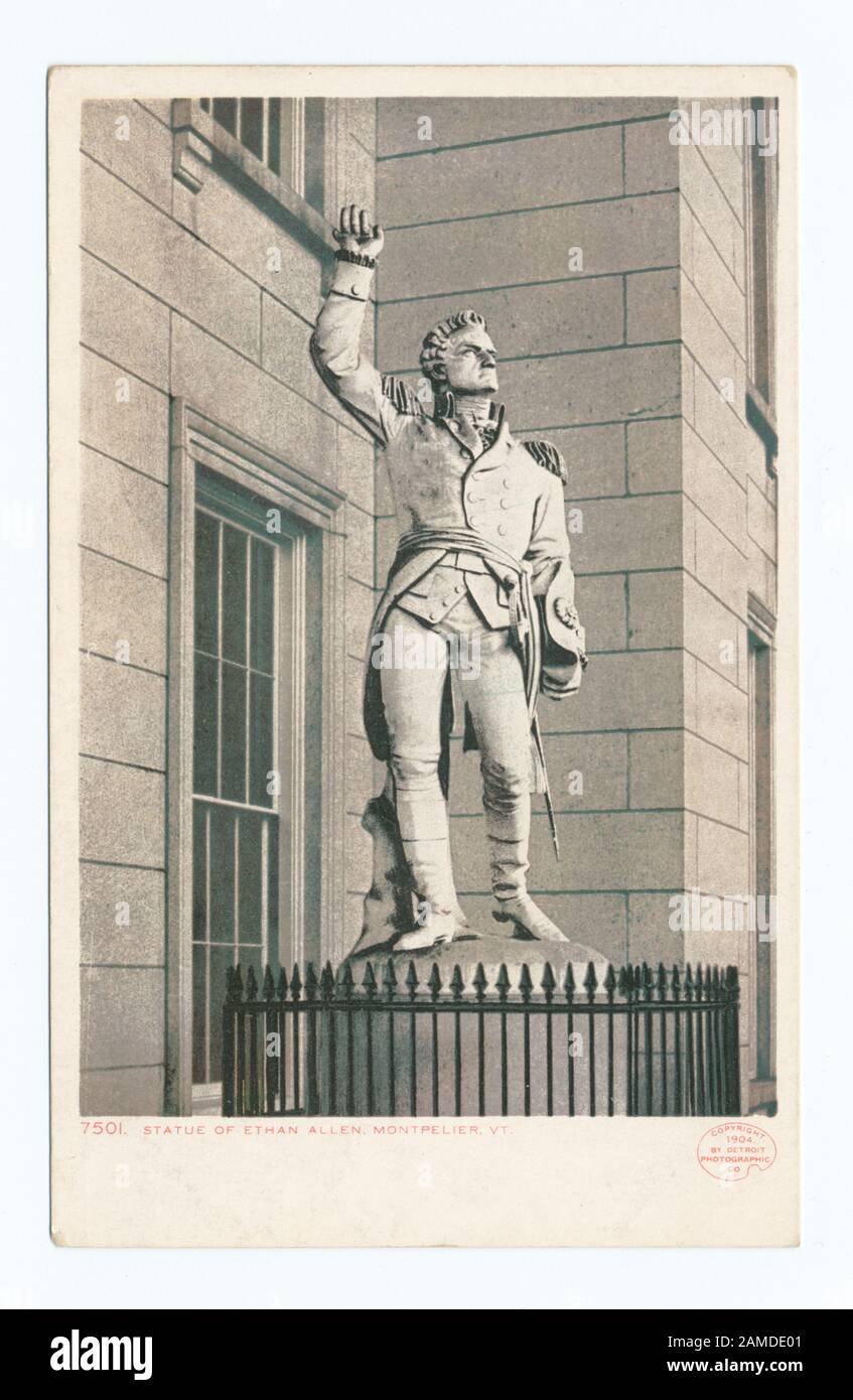 Statue of Ethan Allen, Montpelier, Vt Postcard series number: 7501 1903 ...